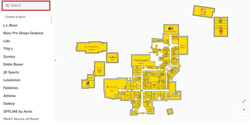 Eastview Mall Directory Map
