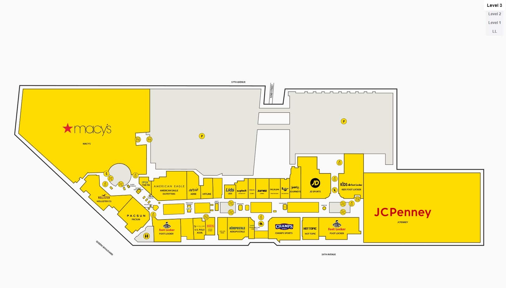 Queens Center Mall Directory Map (Stores & Shops)